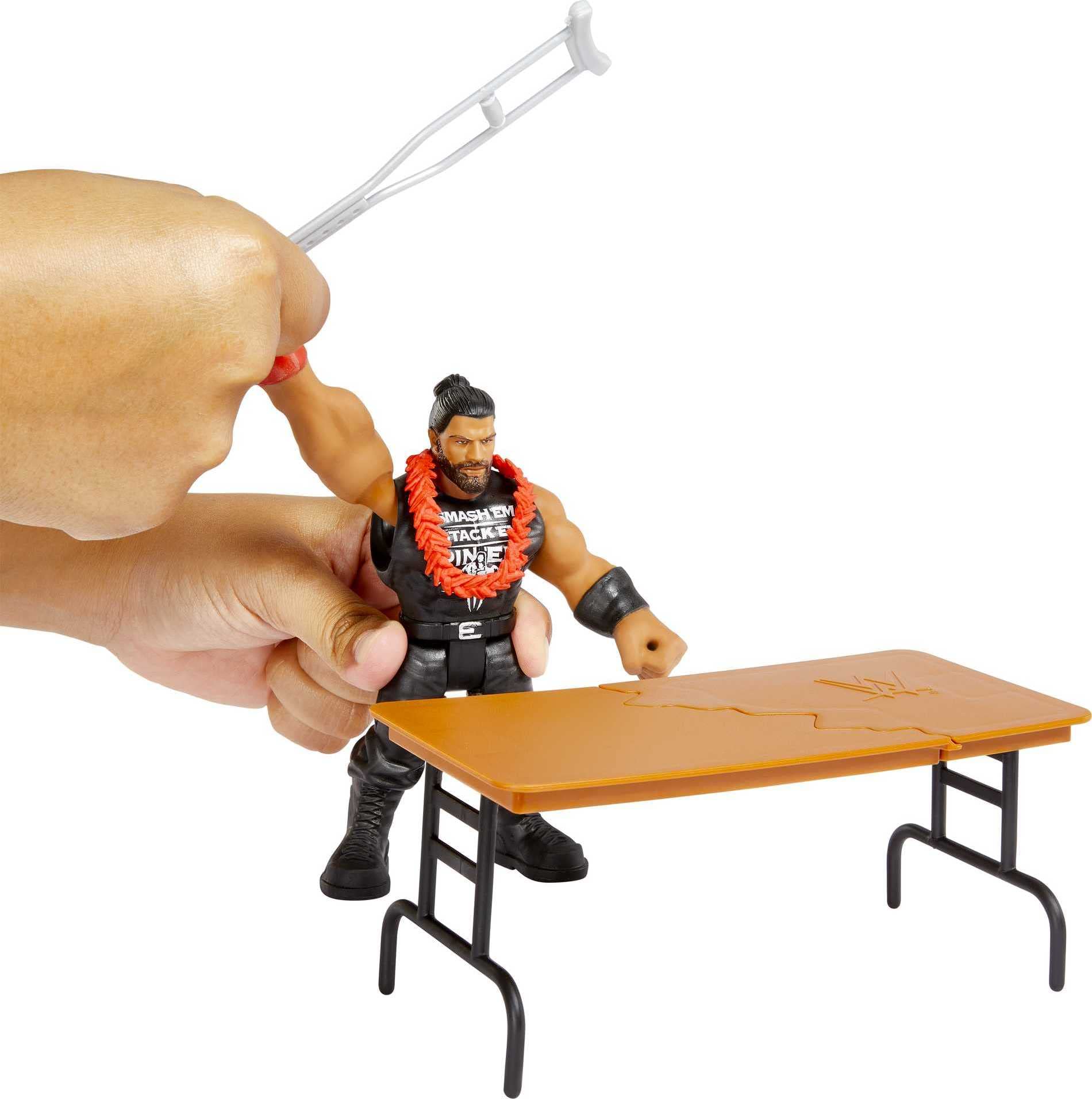 Mattel WWE Roman Reigns Bend 'n Bash Stretching Action Figure with Accessories, 5.5-inch