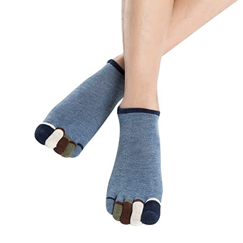 Men 5 Toe Colorful Yoga Sport Non Slip Soft Breathable Massage Toe Socks 3 Pairs Work Shoe Socks