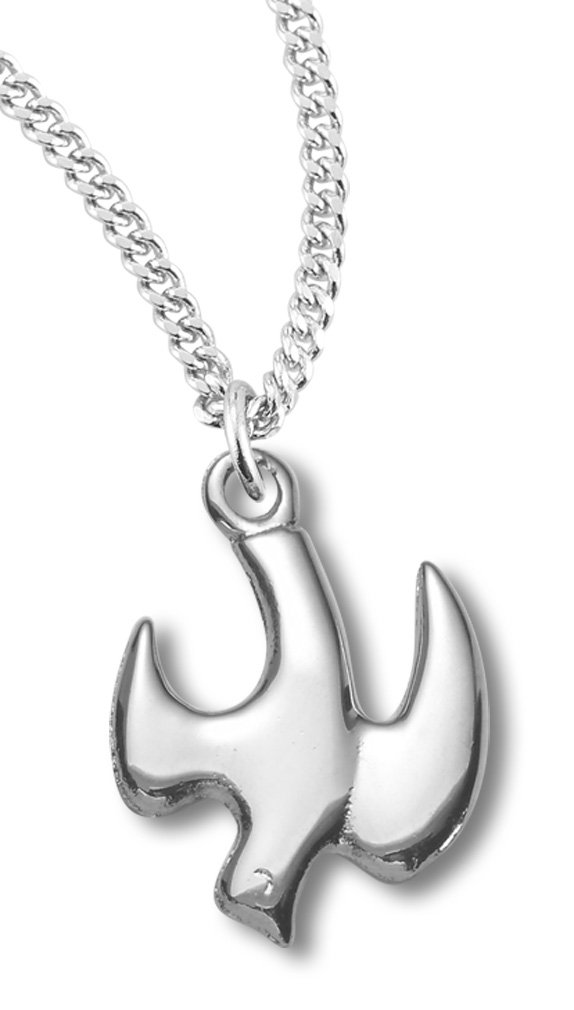 Heartland Store Women's Polished Sterling Silver Descending Dove Pendant + 18 Inch Rhodium Plated Chain & Clasp
