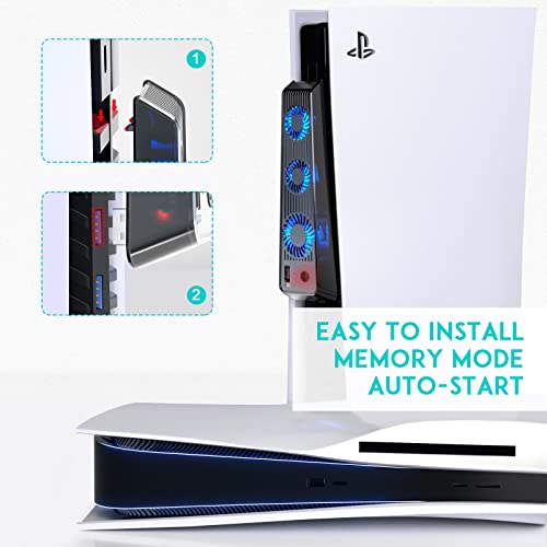 NICEMOVIC PS5 Fan Cooling Fan for PS5 Accessories, Upgraded PS5 Cooling Fan with Three Powerful 6000-Speed Fans, LED Light and USB Port, Efficient Cooling System Cooler for Playstation 5 Console