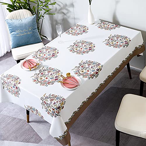 MLQL Nordic Style Tablecloth Blue Geometric Waterproof Dining Table Cover Wedding Reception Rectangular Table Cover Home Decoration A8 140x210cm