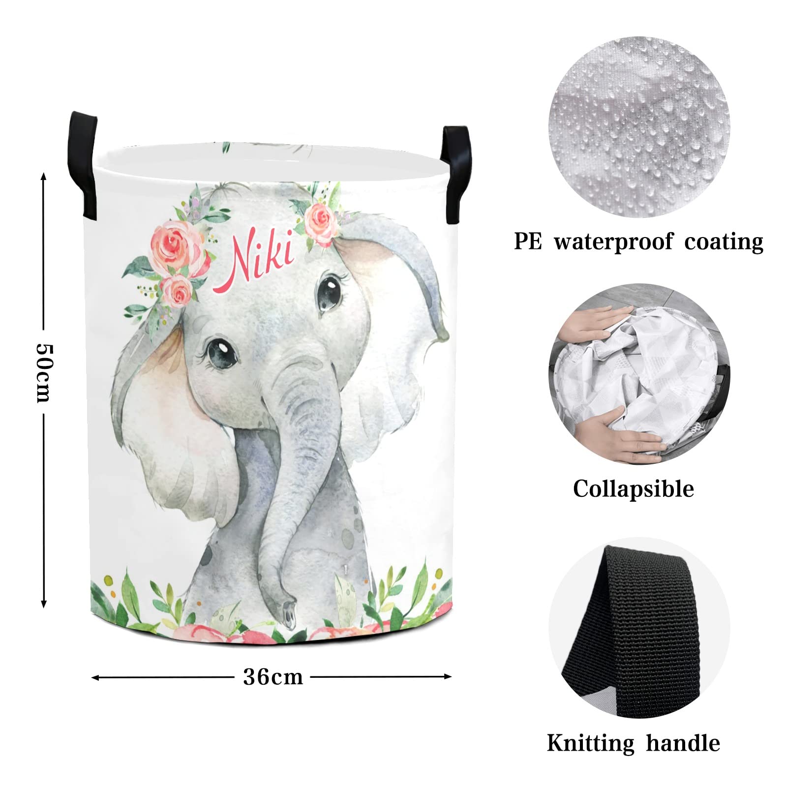 Pink Rainbow Unicorn Laundry Hamper Personalized with Name Canvas Waterproof Storage Bin with Handle for Kids Nursery Hamper Gift Baskets Home Organizer