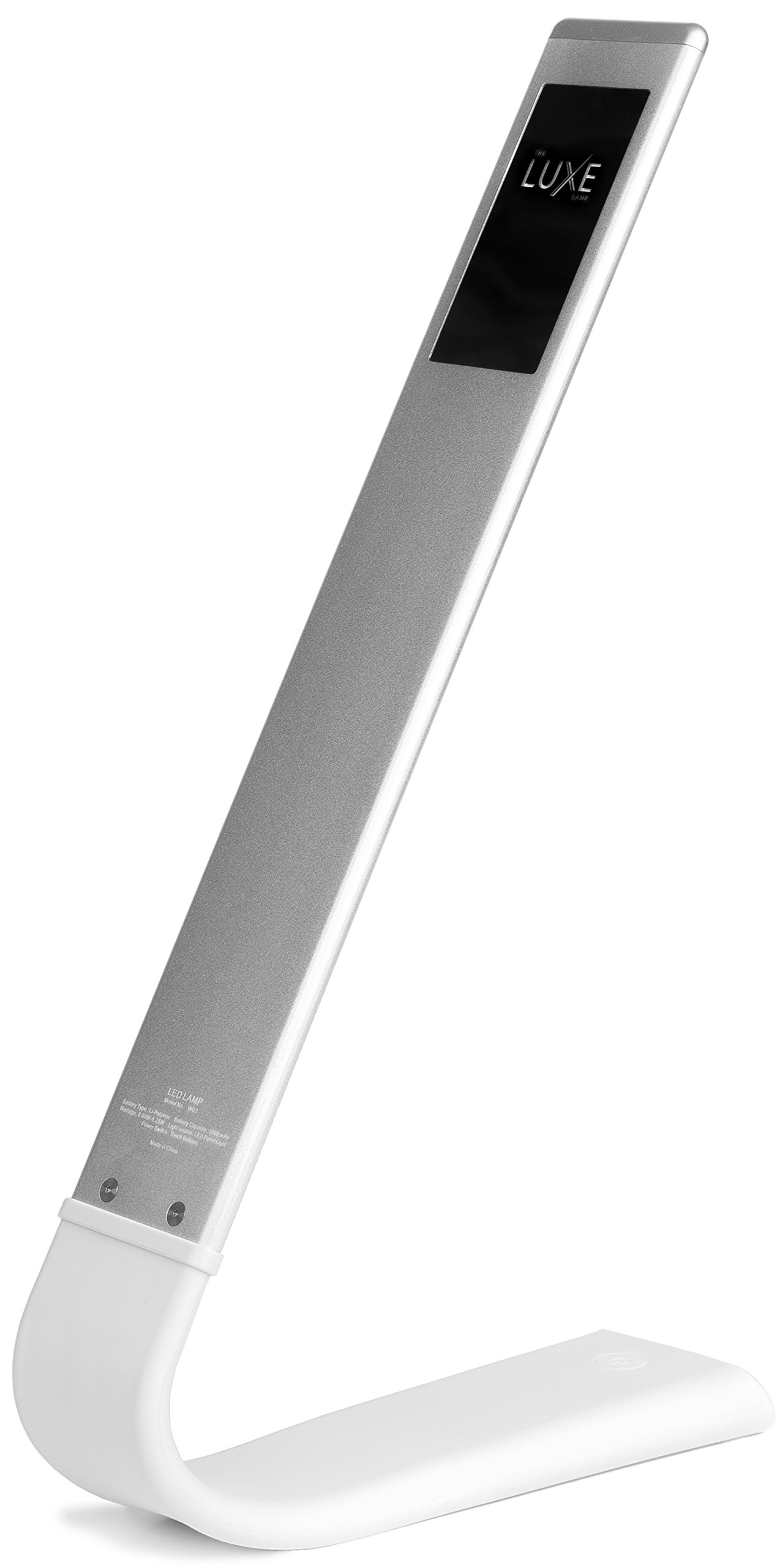 Luxe Cordless Eye Friendly LED Desk Lamp, USB Rechargeable up to 40 Hours of Continuous Light, Touch Control 6 Brightness Levels 3 Light Modes 360° Adjustable Modern Design Portable (Silver) (Silver)