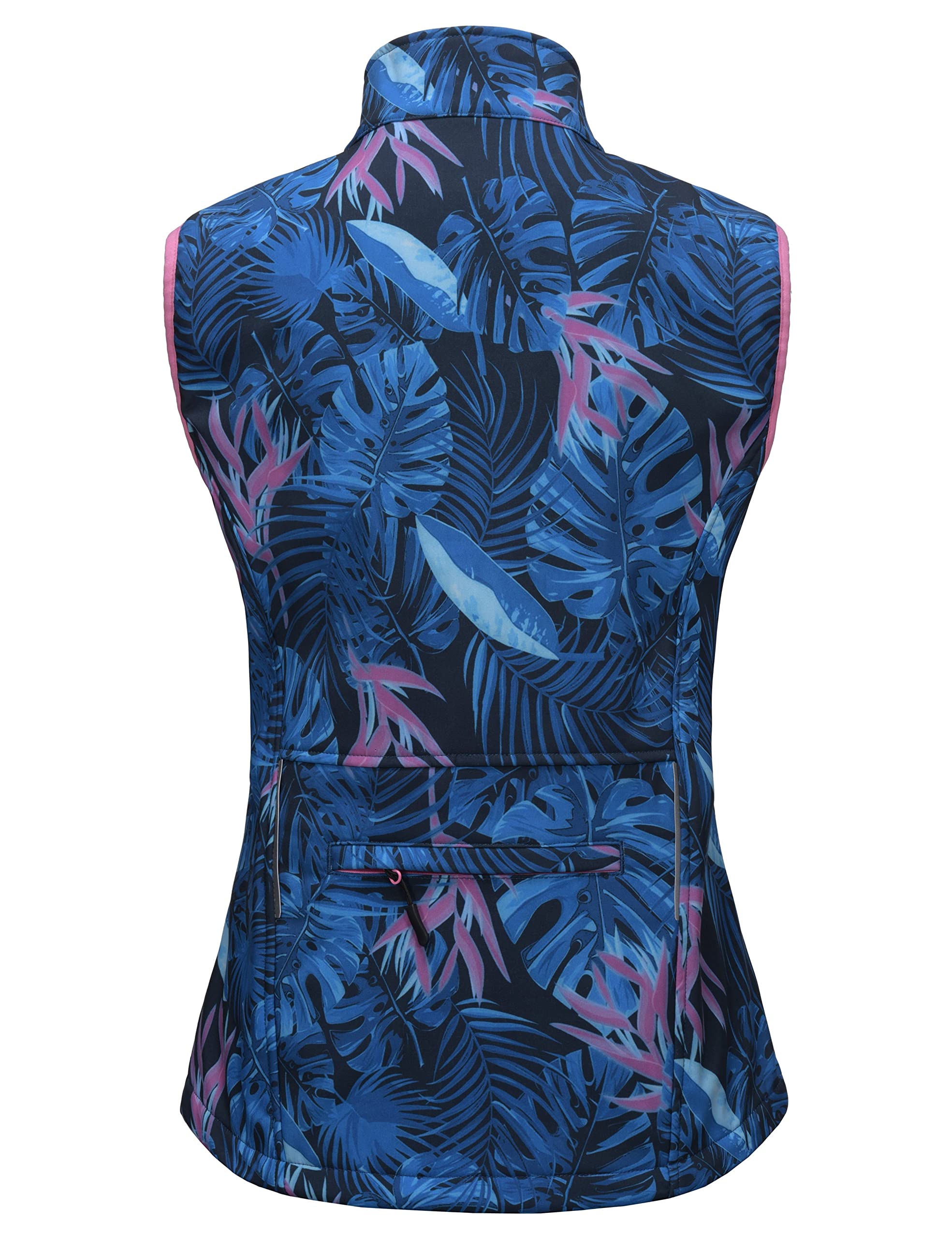 Little Donkey Andy Women's Lightweight Fleece lined Golf Vest Windproof Sleeveless Softshell Jacket for Hiking Travel Blue Floral S