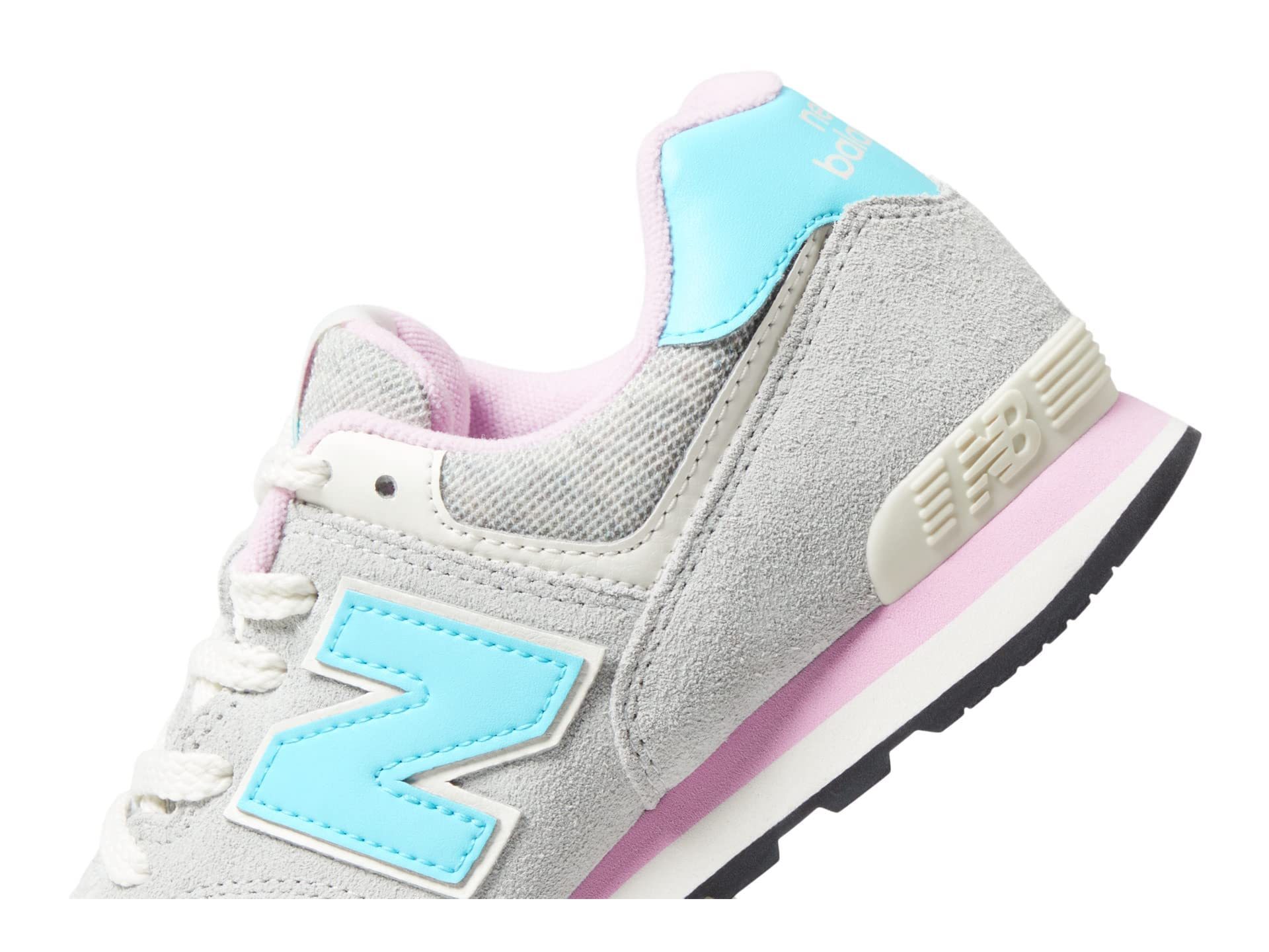 New Balance Kids 574 V1 70s Racing Lace-up Sneaker, BRIGHTON GREY/SUMMER AQUA/LILAC CLOUD, 1 M Little Kid (4-8 Years)