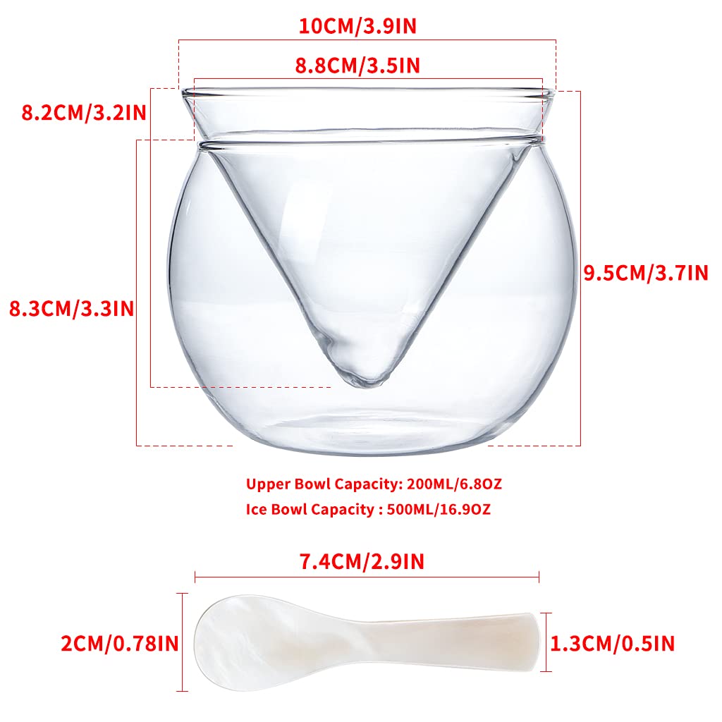 MDLUU 2-Pack Caviar Chiller Server with Mother of Preal Spoon, Ice Chilled Bowl for Martini, Cocktail, Ice Cream,Capacity 6.08 Oz
