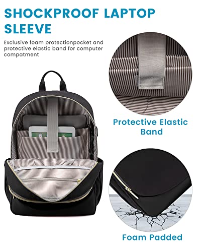LOVEVOOK Laptop Backpack for Women & Men, 17.3 Inch Anti Theft Travel Backpack with USB Port, Stylish Casual Daypack for College, Large Capacity Teacher Nurse Work Backpack Purse, Black