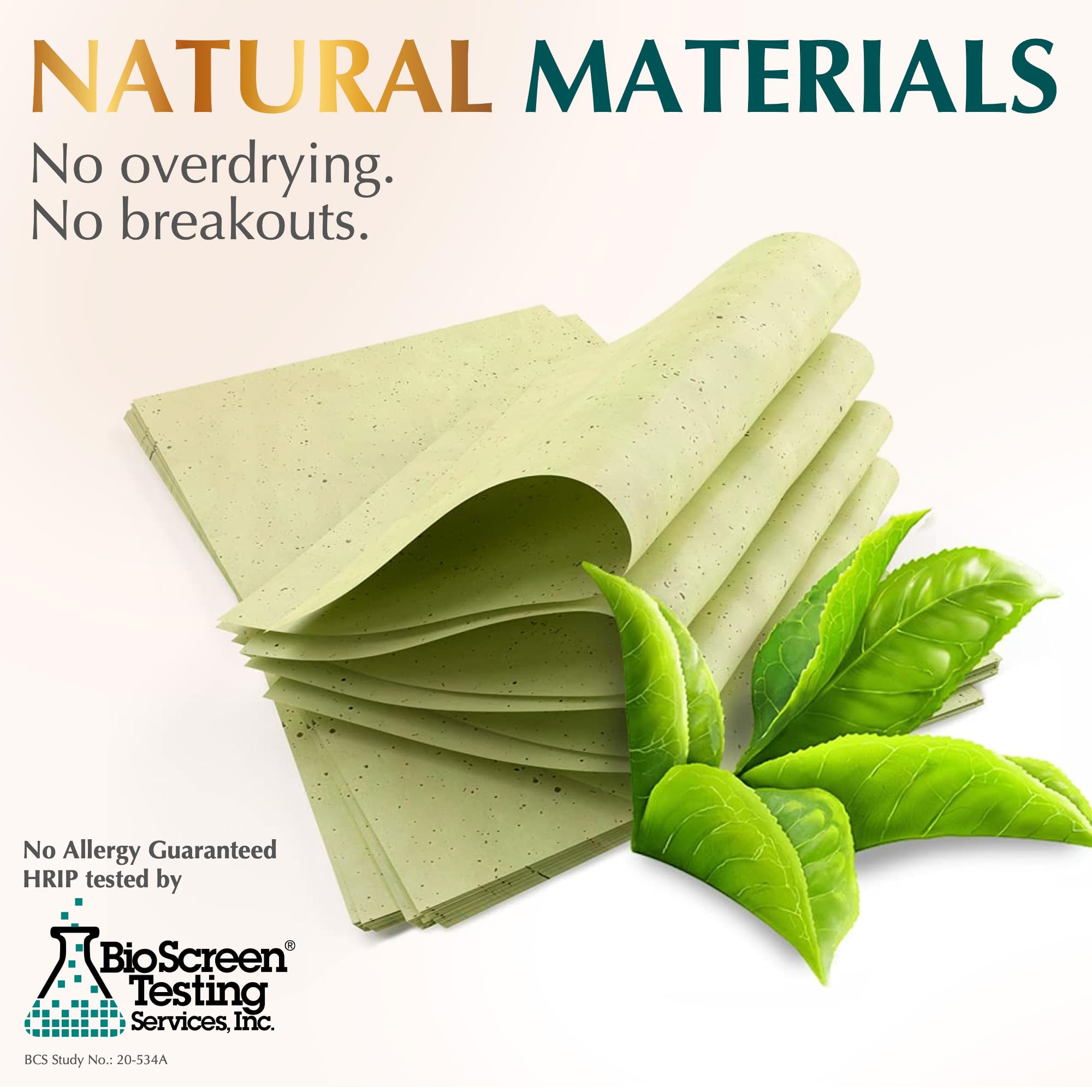 Natural Green Tea Oil Blotting Sheets for Face - 25% Larger Sheets (4.7x3β) - 300 Makeup Friendly Blotting Papers for Face - Easy Dispensing Oil Absorbing Sheets for Face