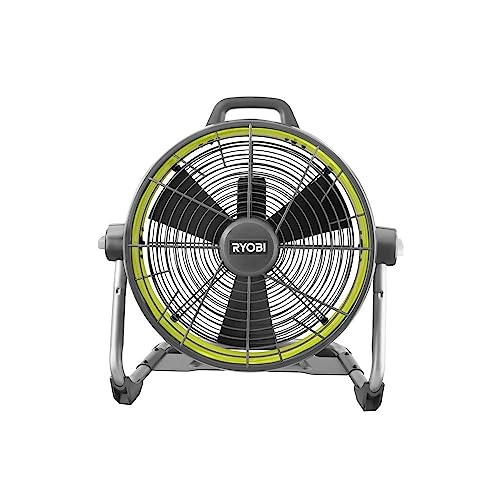 RYOBI ONE+ 18V Cordless Hybrid WHISPER SERIES 14 in. Air Cannon Fan (Tool Only), PCL813B, GREEN