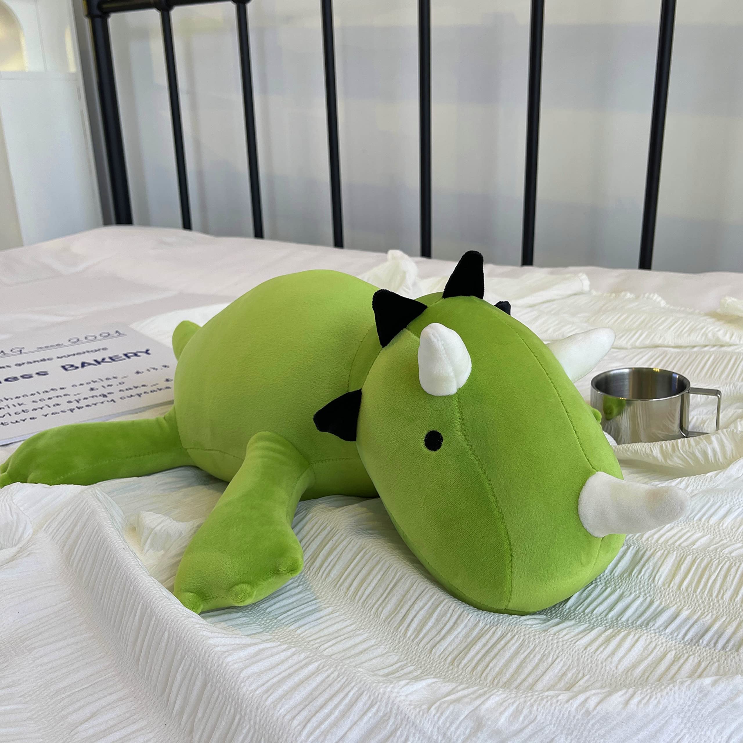 Ololele Weighted Dinosaur Stuffed Animals 3.6Lbs 24", Sturdy Green Weighted Dino Plush Pillowfort for Teens and Adults