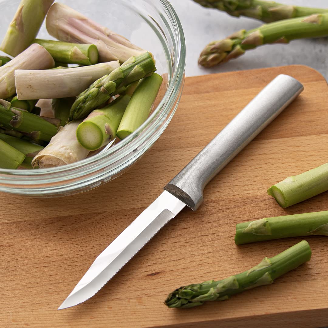 RADA Regular Serrated Paring Knife – Stainless Steel Blade With Aluminum Handle, 6-3/4 Inches, Pack of 2