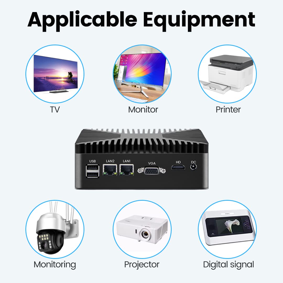 msecore Mini PC/HTPC, Celeron J4125 2.0GHz, 8GB RAM| 512GB SSD, Fanless Computer with Dual Band WiFi and Dual LAN, HDMI, VGA, Win10 Pro