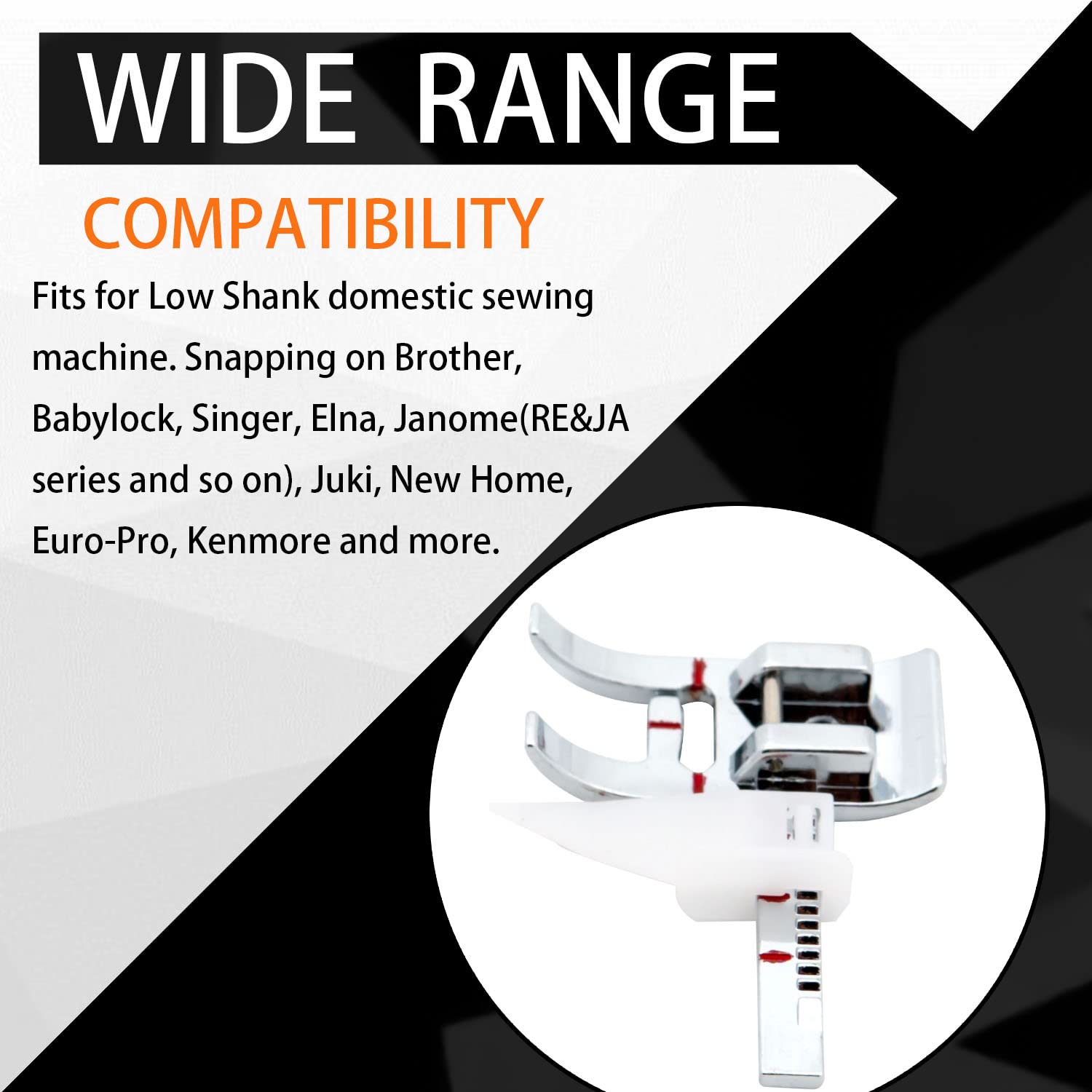 Homstco Adjustable Guide Sewing Machine Presser Foot, 2PCS Fits for Brother, Babylock, Singer, Elna, Janome, Juki, New Home, Euro-Pro, Kenmore
