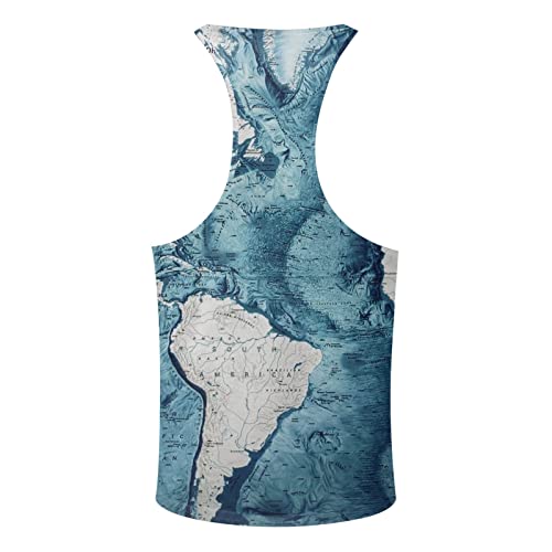 Mock Neck Knit Top Mens Summer Surf Beach Tank Top Large Size Casual Breathable Sleeveless Top Loose Full Print Tank Top Blue