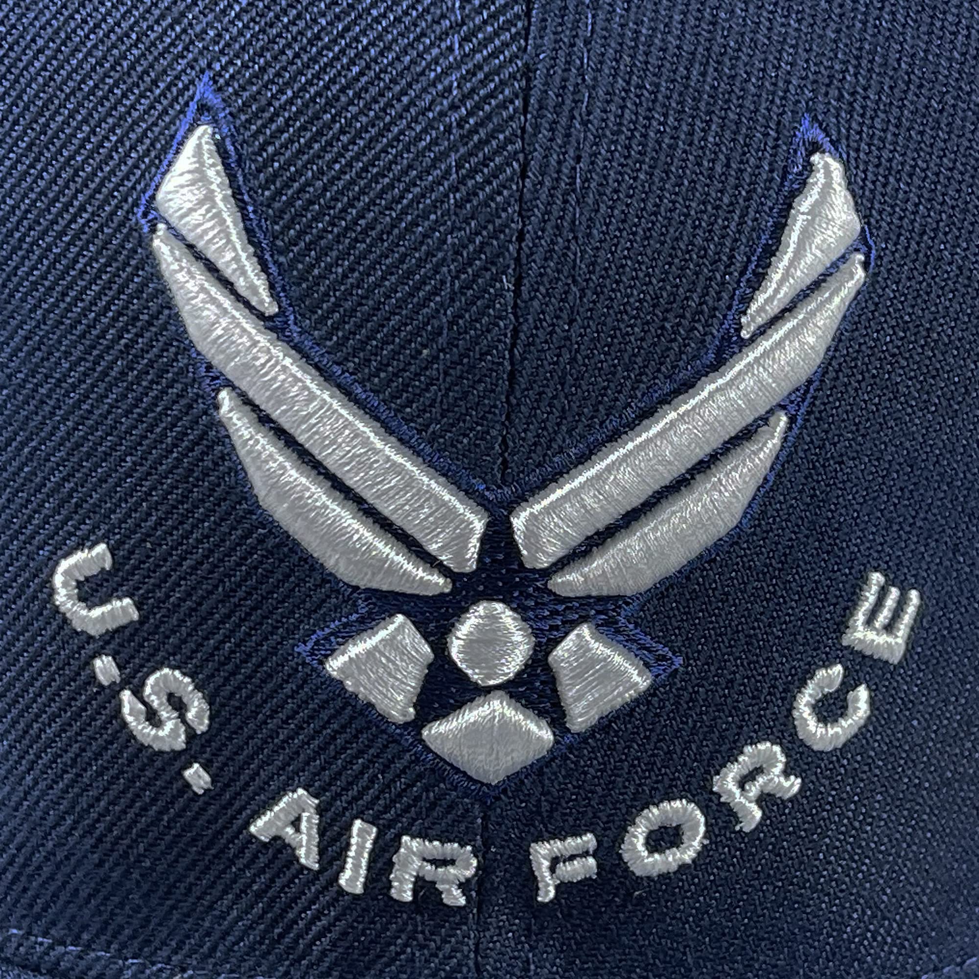 Kaleid US Air Force Wing Embroidered Baseball Cap Sport Outdoors Adjustable Snapback Dad Hat White, 7-7 58