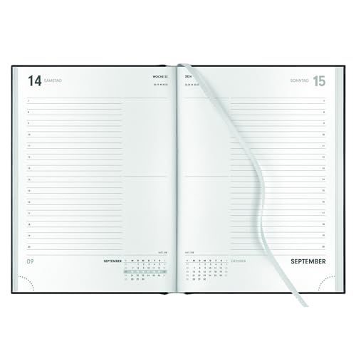 Idena 11018 Book Calendar 2024, DIN A5, Grey, 400 Pages, Hardcover Daily Planner with Ribbon