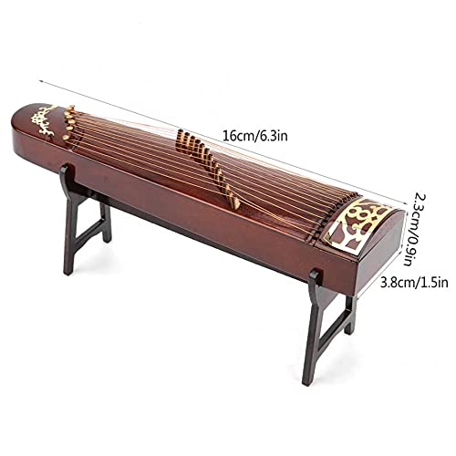 MHYFC Miniature Wooden Chinese Zither Musical Instrument Model Display Mini Ornaments Craft Home Decor