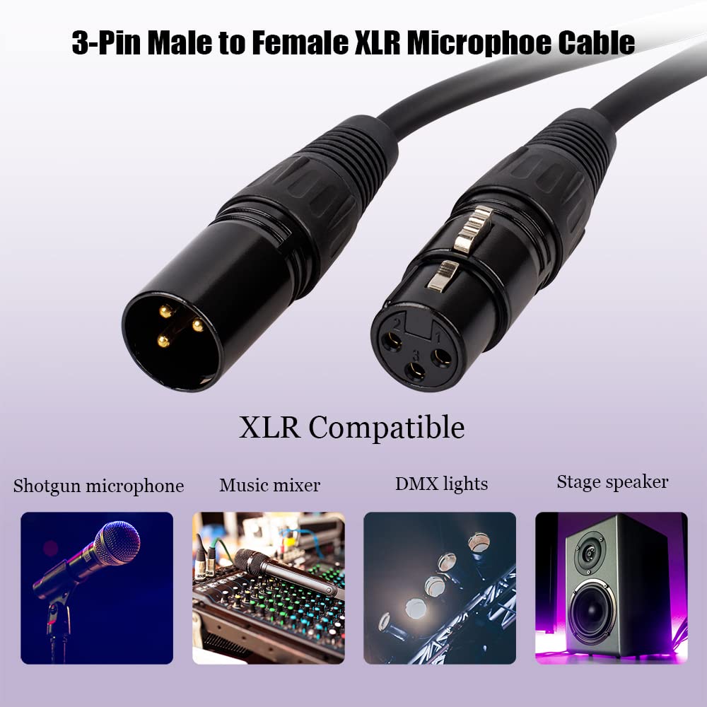 Mic Stand Extension Tube, AFUNTA 5/8" Female to 5/8" Male Microphone Holder Extension Rod Mic Stand Adapter with Microphone Cable