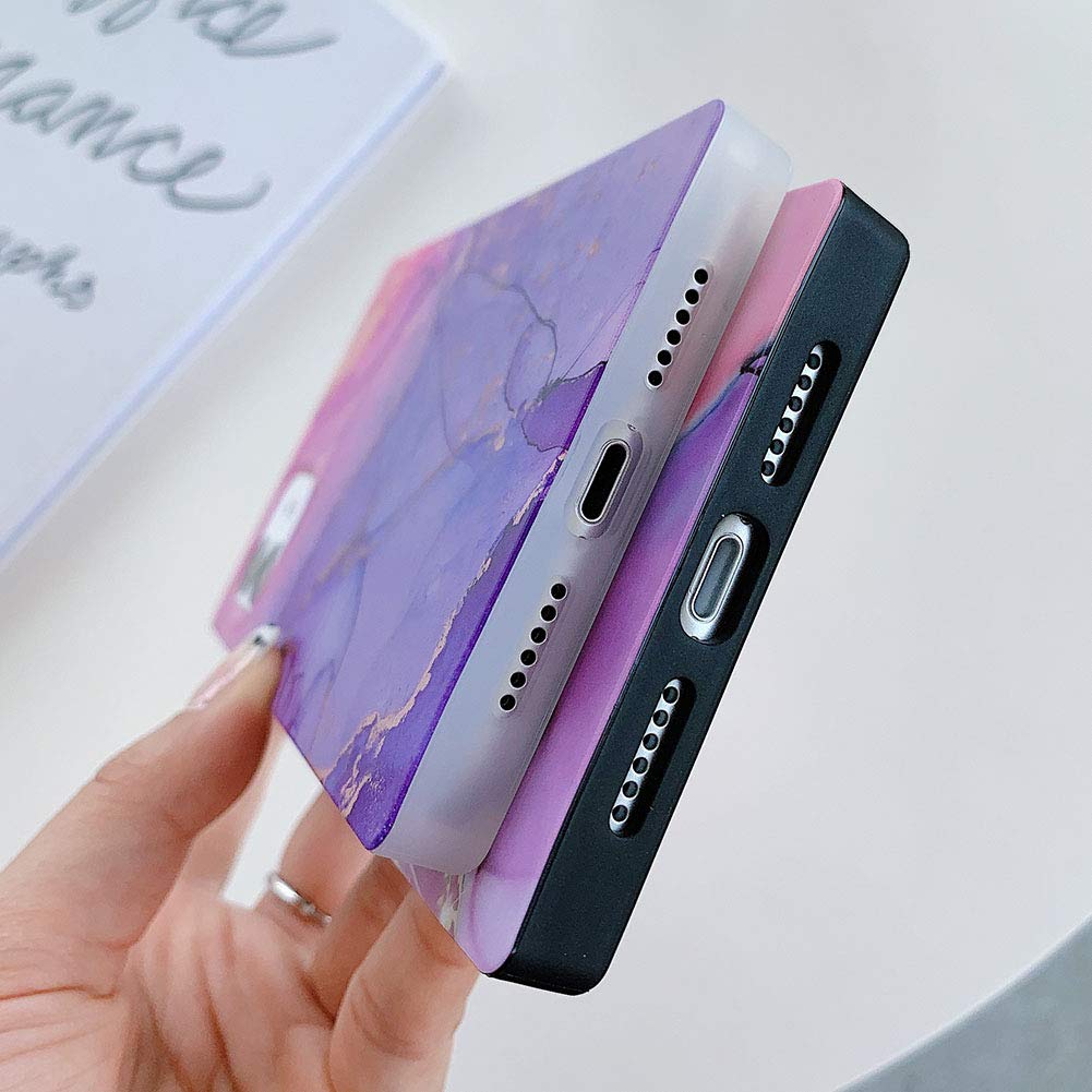 KERZZIL Square Marble Compatible with iPhone 11 Case,Slim Elegant Matte Soft TPU Silicone Gel Shockproof Protective and Durable Cases Cover for Apple iPhone 11 6.1-inch(Purple)