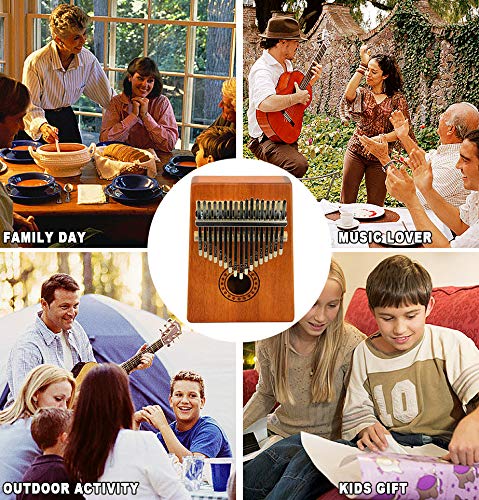 Kalimba Thumb Piano 17 Keys with Mahogany Portable African Mbira Gift for Kids Adult (Style2)