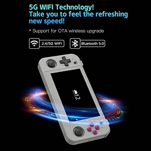 Ottima RG505 Handheld Game Console, 4.95-inch Portable Video Games Console for Boys Adults, 4+128G Retro Arcade Console (No Games) - Turquoise