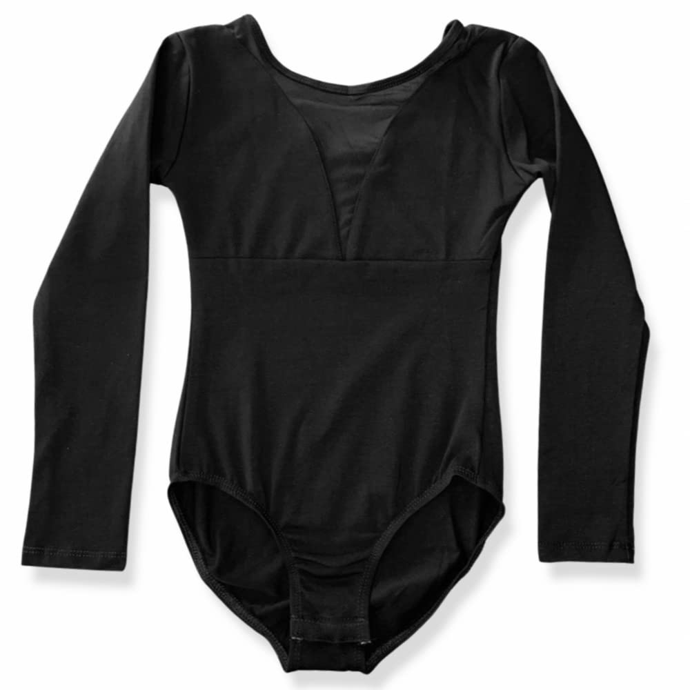 Leotards for Girls Ballet Gymnastics Ballet Cotton Spandex Dance Wear Long Sleeve Black Medium