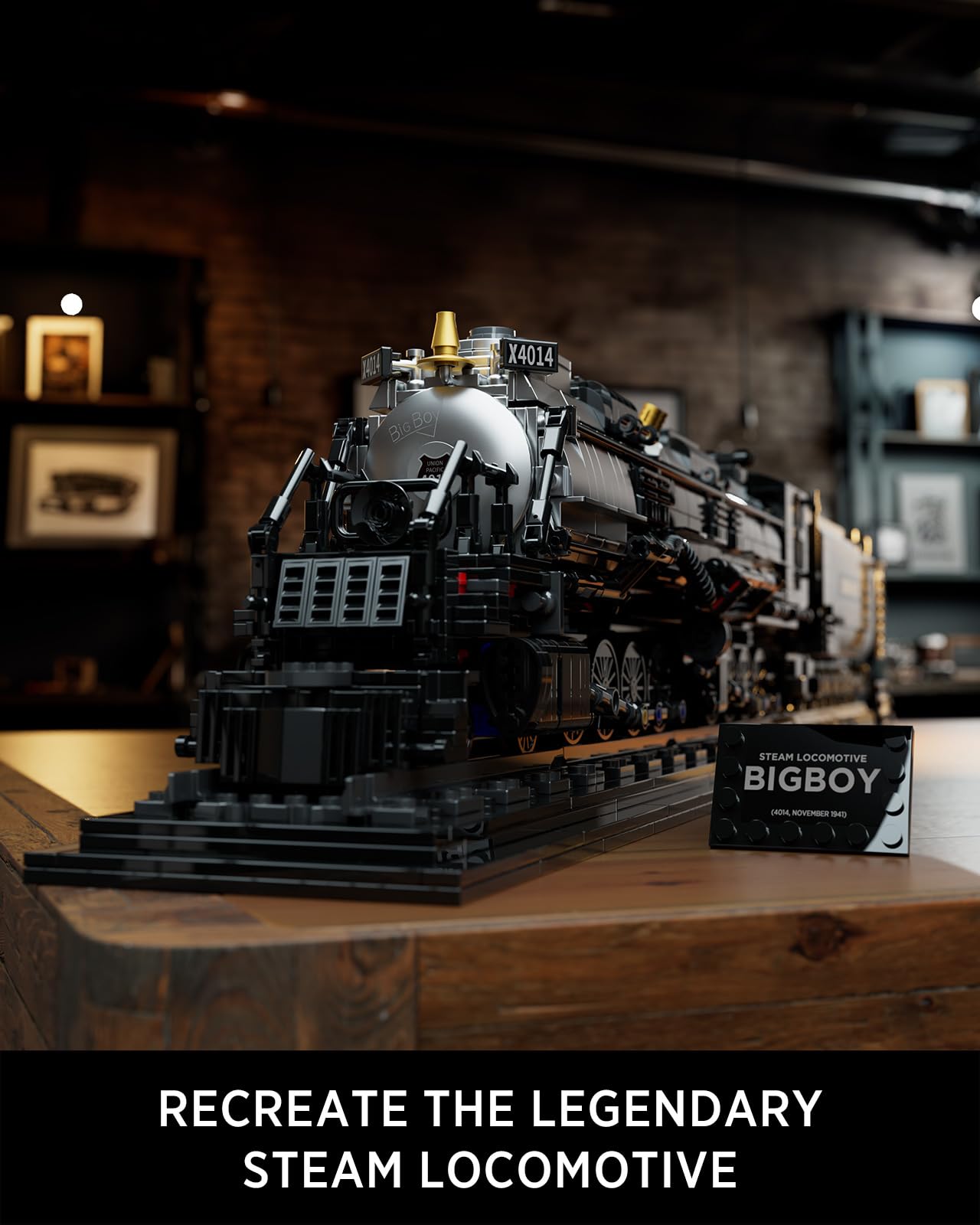 Nifeliz Badboy Steam Train Building Kit, Collectible Steam Locomotive Display Set, Large Train Set with Train Tracks, Top Present for Train Lovers (1608 PCS)