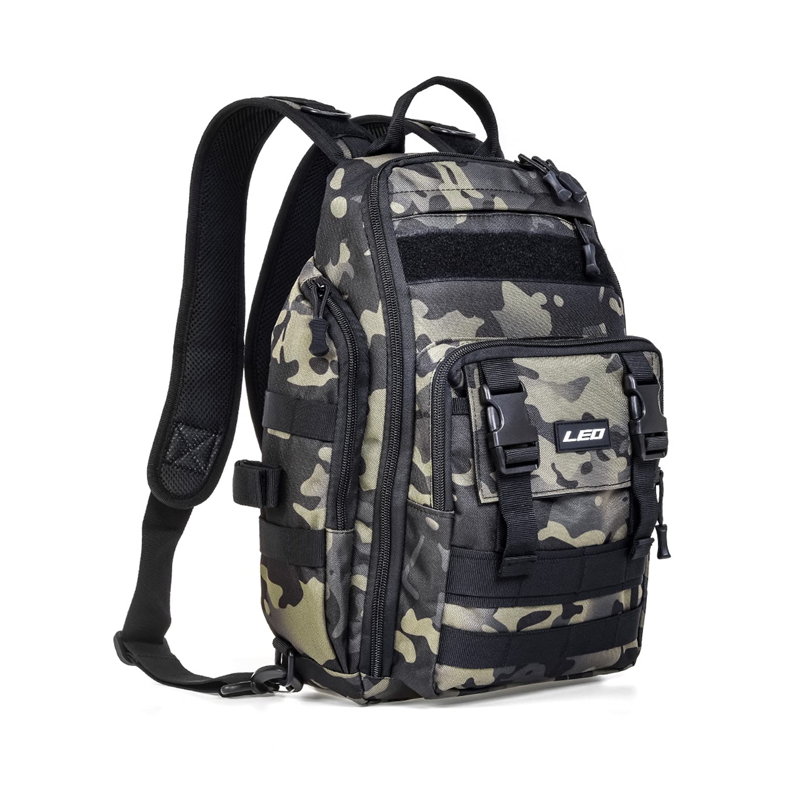 MengK Fishing Tackle Backpack Sling Bag with Rod Holder Fishing Gear Storage Bag Shoulder Backpack