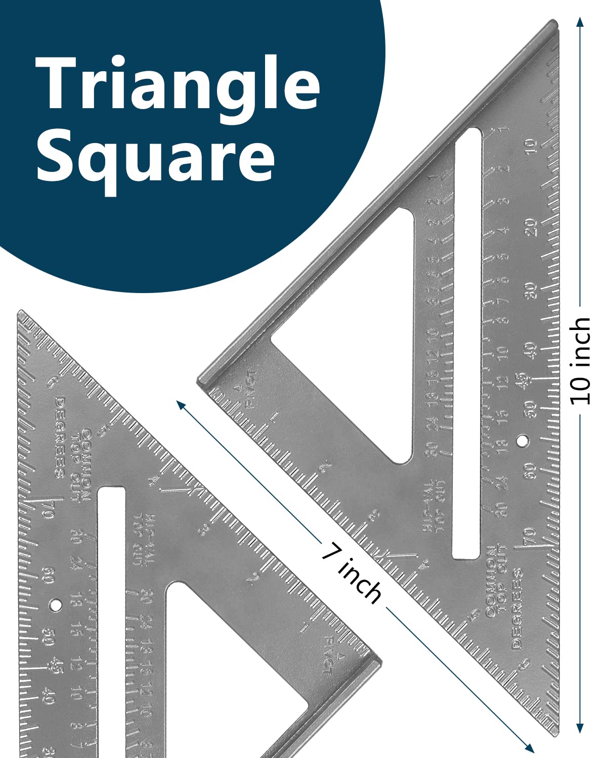 Rafter Square 2 Packs 7 Inch Carpentry Tools Aluminum Alloy Die-Casting Carpenter Square
