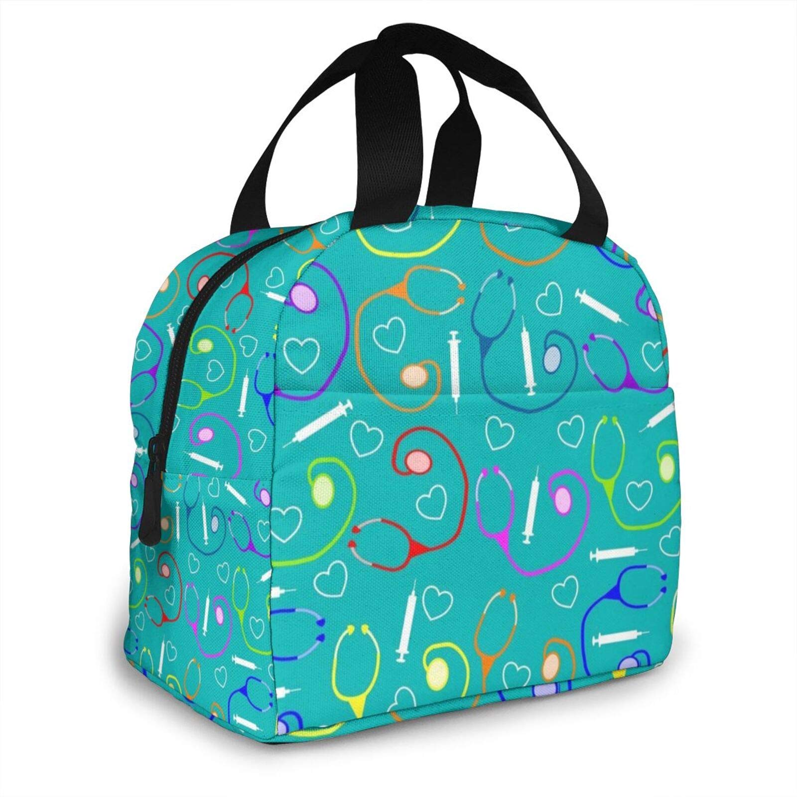 Medical Theme Nurse Lunch Bag For Women Insulated Lunch Box Reusable Cooler Tote Bag For Work Picnic Travel