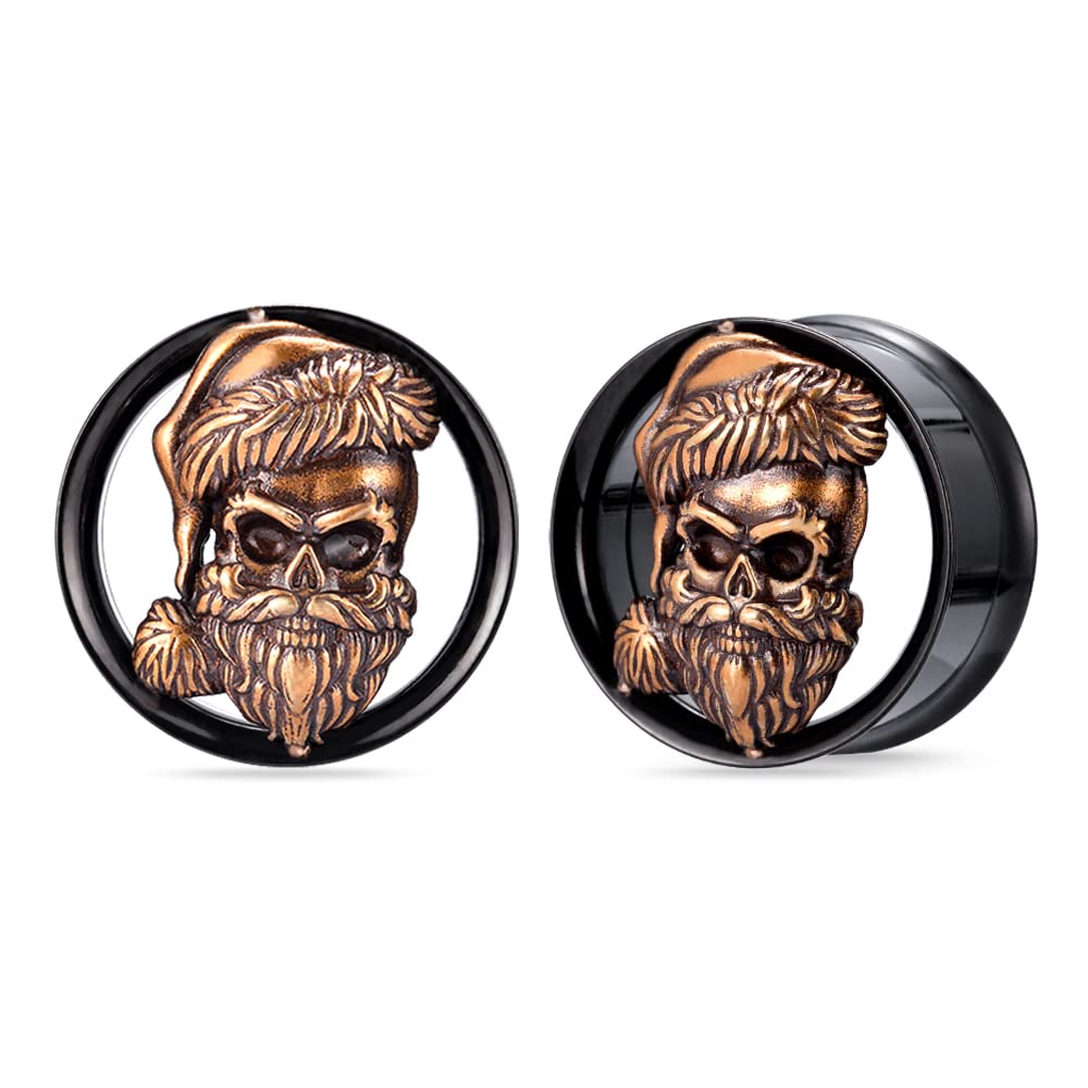 Merry Christmas Santa Claus Ear Gauges Piercing Double Flared Plugs and Tunnels, Elegant Ear Stretchers Earrings Expander.