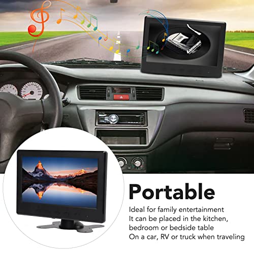 PUSOKEI 7 Inch Small Monitor,Mini Monitor TFT LED Screen Support VGA HD Multimedia AV BNC USB DC Input,Portable Car Home HD Display with Speaker Remote Control