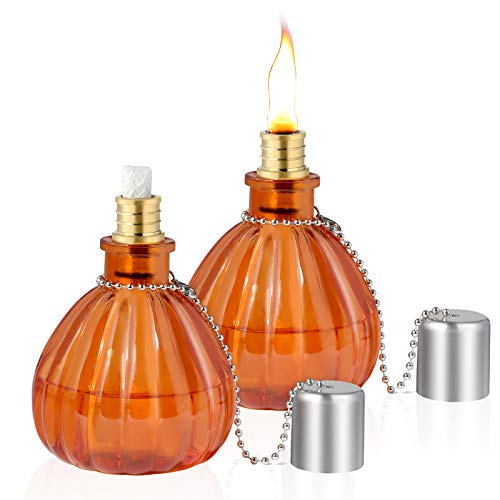 LANMU Glass Table Torch, Bottle Torch Kit, Outdoor Patio Garden Torch Decor for Party /Halloween /Thanksgiving /Christmas (2 Pack)