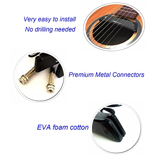 JUSTPRO Acoustic Guitar Pickup Set Magnet Soundhole Steel String Guitar Pick Up Tail Pin Audio Output Ballad Play Sing Woody Shell Ukulele Humbucker (Humbucker)