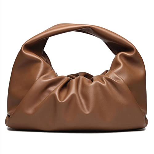MBETA Fashion Soft Leather Croissant Bag Large-Capacity Pleated Cloud Bag Shoulder Hand-Held Underarm Women's Bag Simple Solid Color Trend