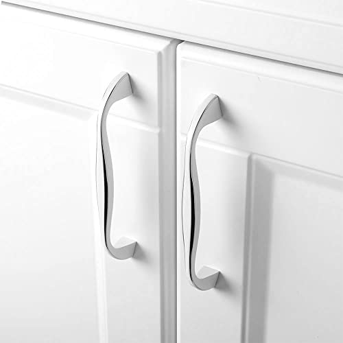KOOFIZO Arched Cabinet Pull - White Finish with Chrome Edge Cabinet Handle, 5 Inch/128mm Screw Center, 10 Pack for Kitchen Cupboard Door, Bedroom Dresser Drawer, Bathroom Vanity and Furniture Hardware