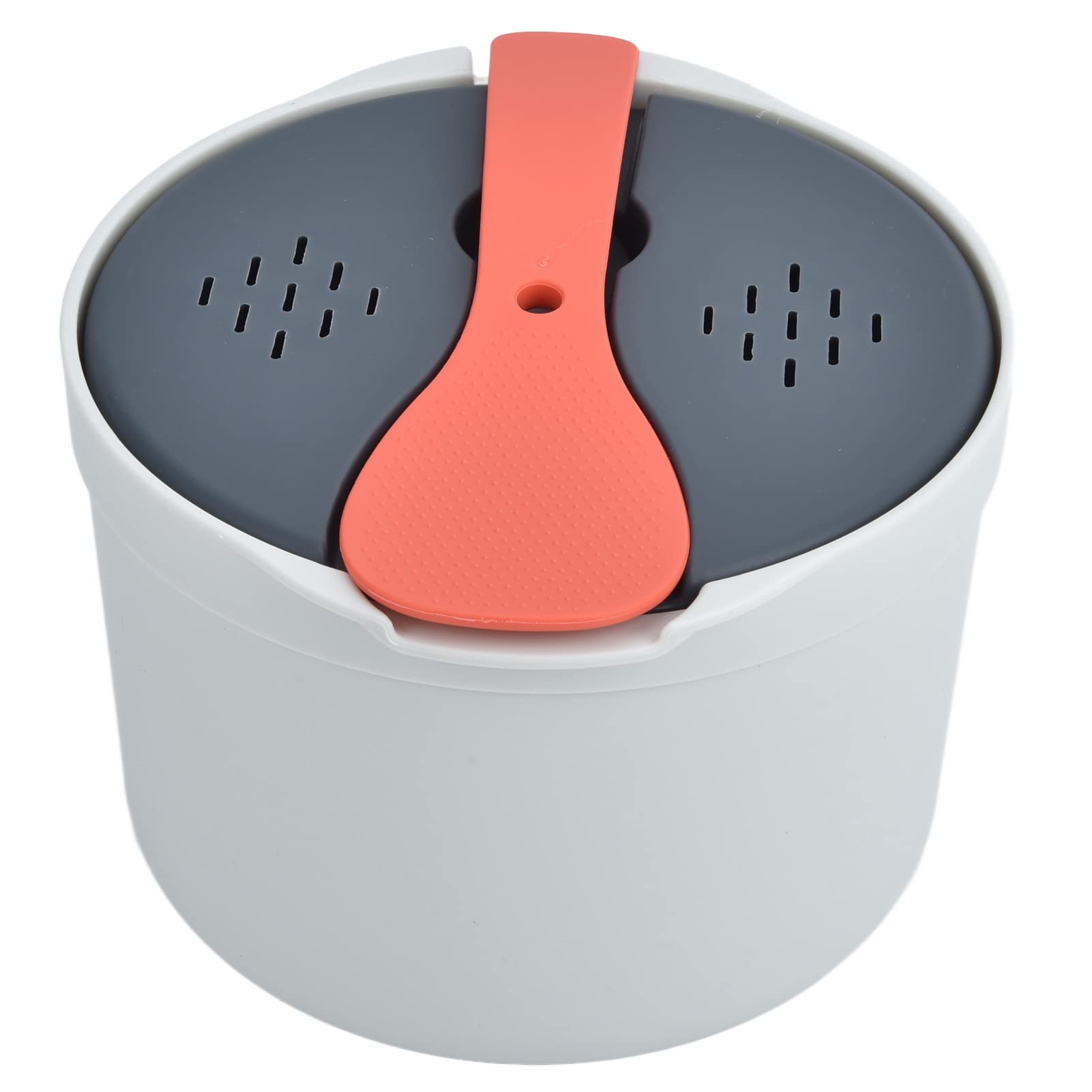 Microwave Rice Cooker Set, 2L Rice Spoon Lid Strainer Steaming Pot Rice Cooke For Home Office(Orange)