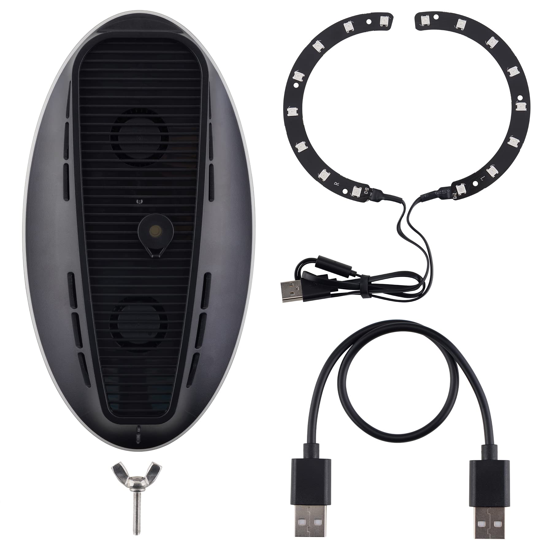 PlayVital RGB LED Cooling Stand for ps5 Disc & Digital Console, Vertical Fan Base with LED Strip Kit for ps5 Console – Control by APP