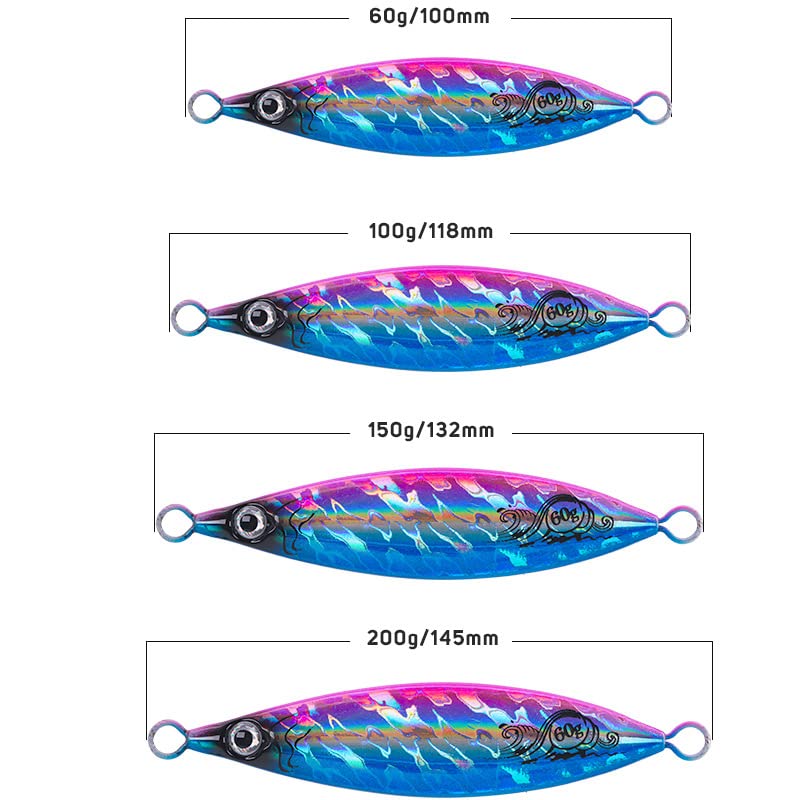 Madi Kay Designs Fishing Gear 铅鱼WH11 日式慢摇铁板饵60g到200g金属Fal