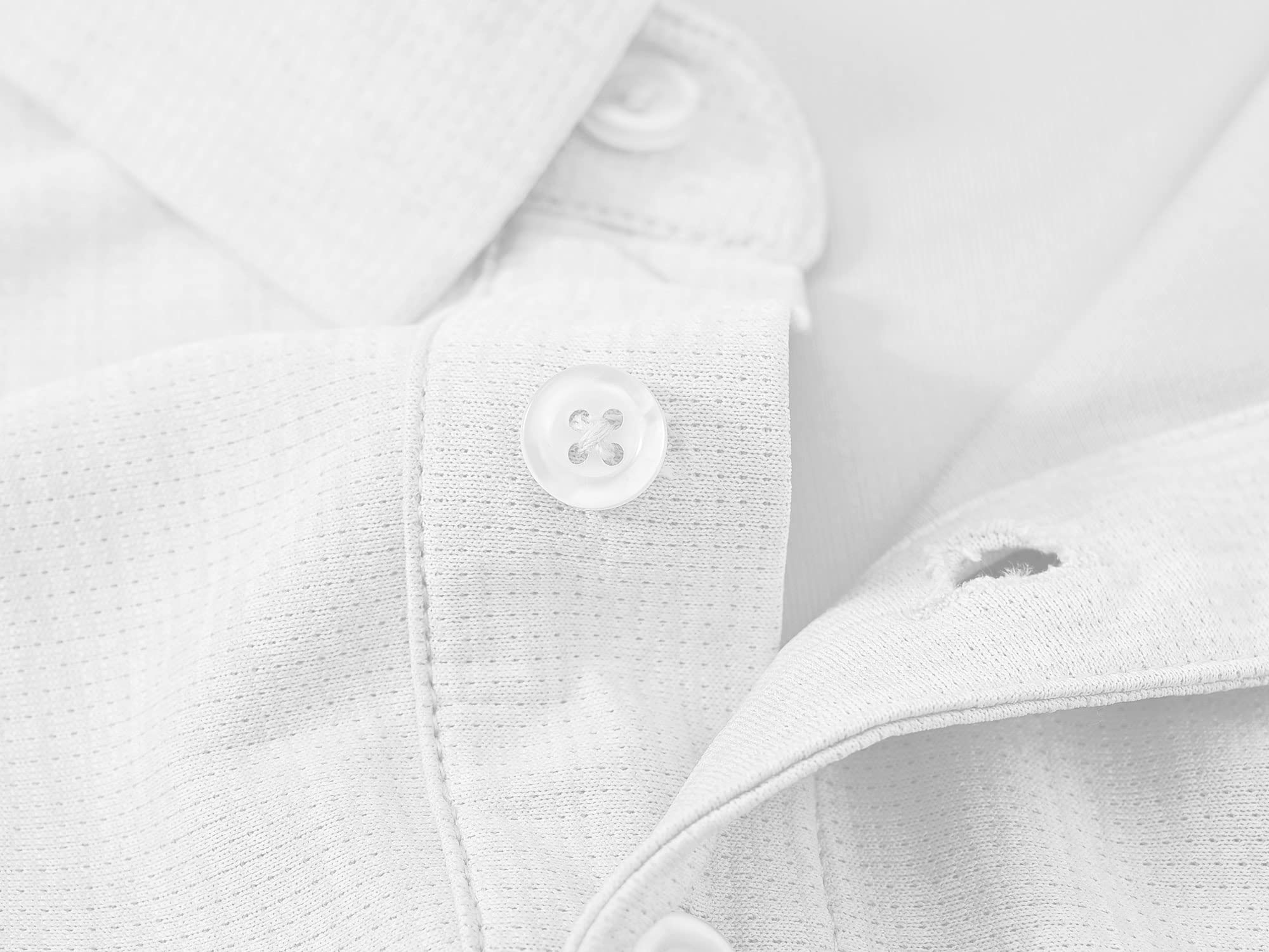 MoFiz Men's Polo Long Sleeve,Quickly Dry Fit Golf Polo Athletic Activewear Work Casual Shirts for Male Classic White X-Large