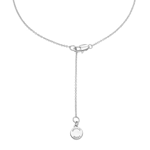 Michael Kors Brass and Pavé Crystal MK Logo Pendant Necklace for Women, Color: Silver (Model: MKJ8009040)