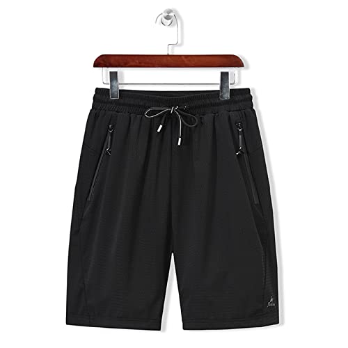 Men Summer 5" Gym Workout Shorts Running Workout Lightweight Soft Loose Shorts Elastic Waist with Pockets Black