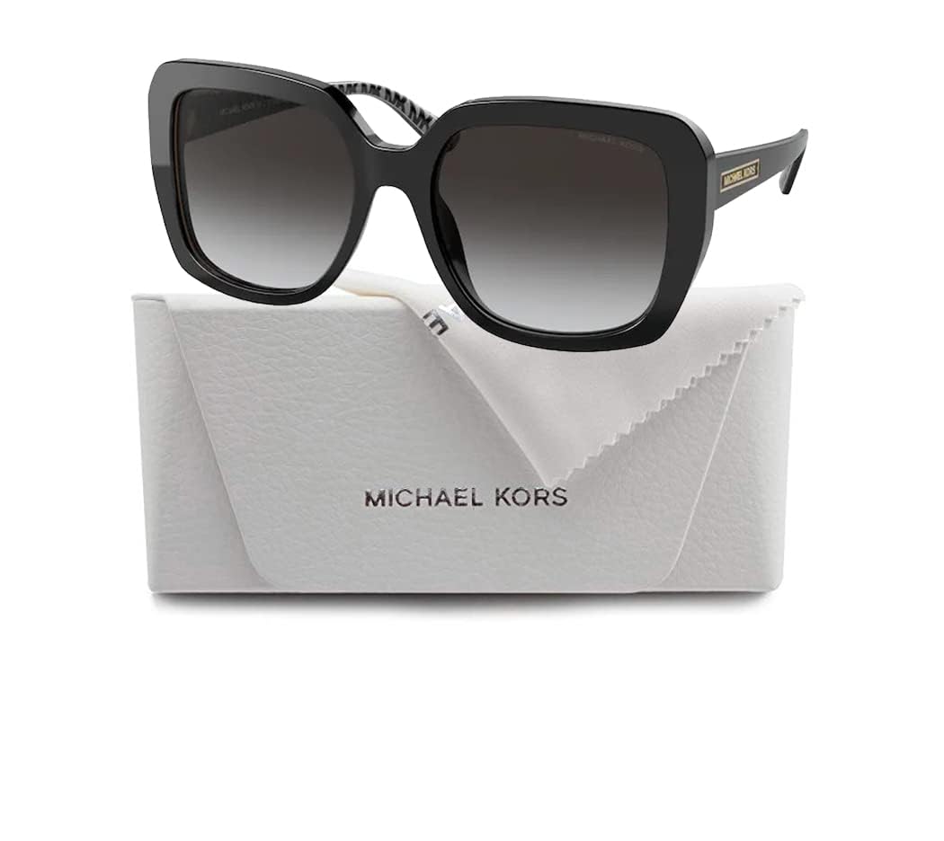 Manhasset MK2140 37778G Black/White Mk Logo Print/Dark Grey Gradient 55MM Square Sunglasses for Women + BUNDLE With Designer iWear Kit