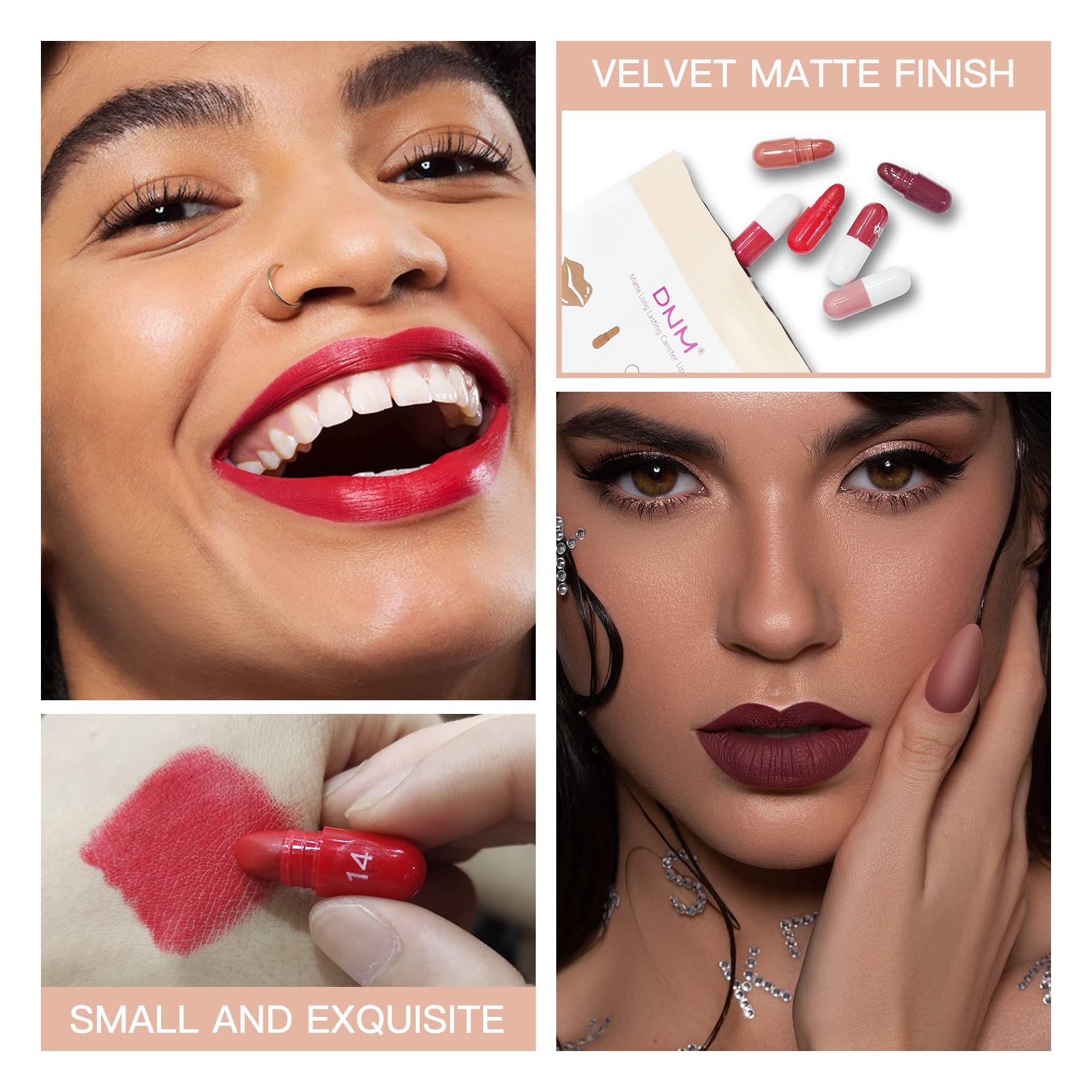 LSxia 18 Colors Capsule Pills Lipstick Mini Lip-Stick Set, Long Lasting Mini Matte Lipstick Lip Stain Lip Tint - Labiales Mate 24 Horas Originales, Cute Dark Red Matte Lipsticks Set for Women