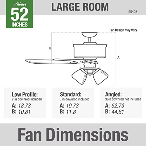 Hunter Fan Company 50403 Charlotte Ceiling Fan, 52, Matte Black Finish