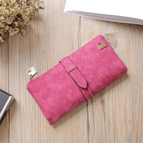 N/A Solid Drawstring Nubuck Leather Zipper Long Women Wallet Phone Wallets Purse Card Holder Clutch (Color : Black, Size : 18 * 9 * 2.4cm)