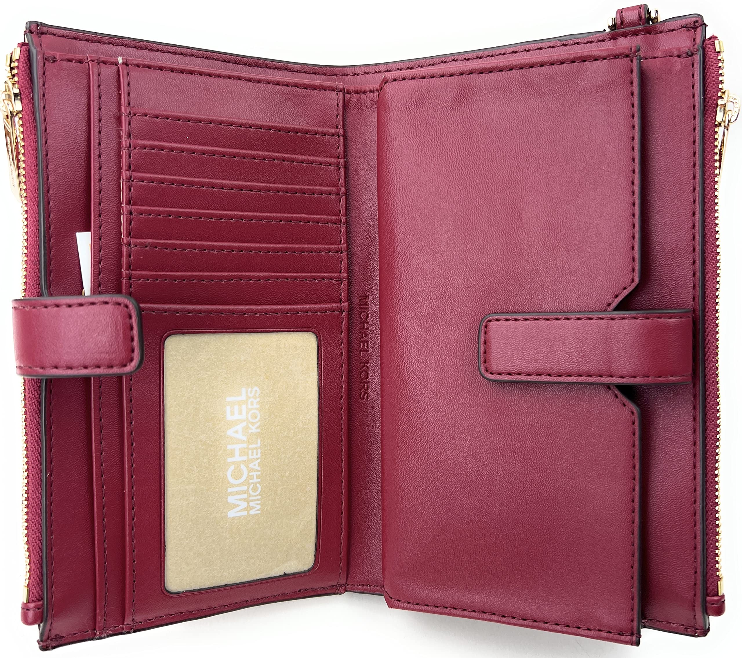 Michael Kors JS Travel Large Chain Shoulder Tote Bundled with Michael Kors Jet Set Travel Double Zip Wallet (Mulberry Multi)
