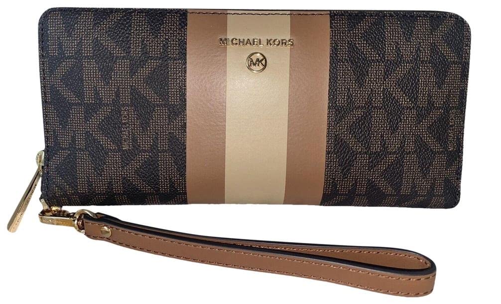 Michael Kors Large Logo Stripe Continental Wallet, Brown/Luggage