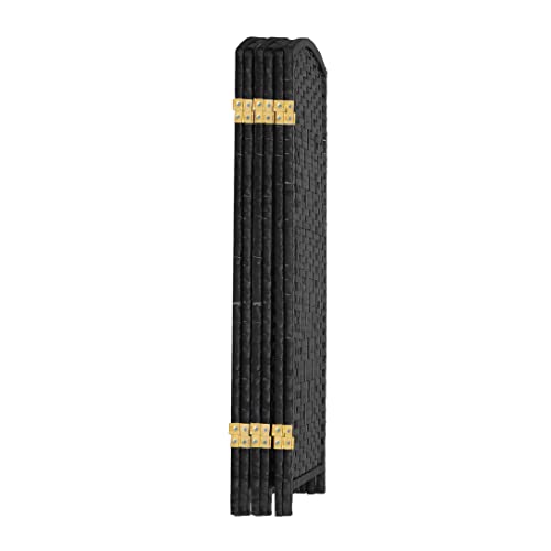 Red Lantern 3 ft. Short Diamond Weave Fiber Folding Screen - Black - 6 Panel