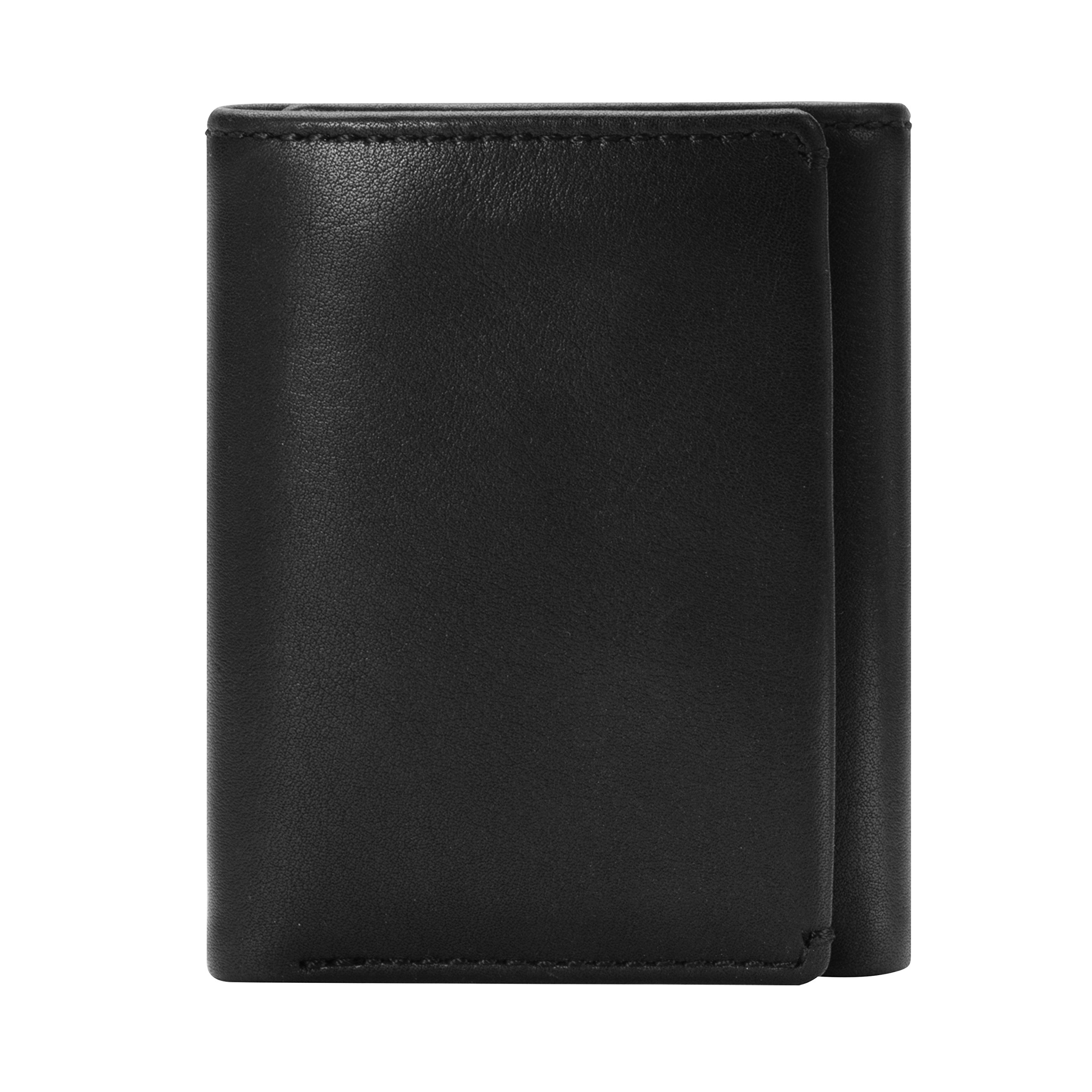 HoJ Co. Eastwood TRIFOLD Wallet | Double Bill Compartment | Extra Capacity Men's Tri fold Wallet | Nappa Full Grain Leather Black
